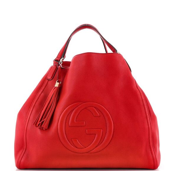 Gucci | Bags | Gucci Soho Shoulder Bag Leather Large Red | Poshmark